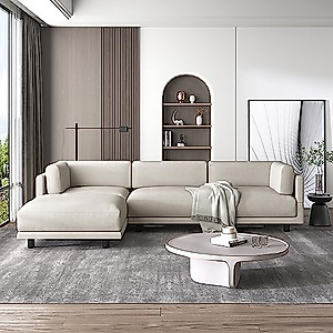 Eafurn 102.4" Reversible Sectional Sofa with Extra Wide Chaise Lounge,3-Seater L-Shape Corner Couch w/Moveable Ottoman and Arm-Pillows,Comfy Upholstery Sofa & Couches for Living Room