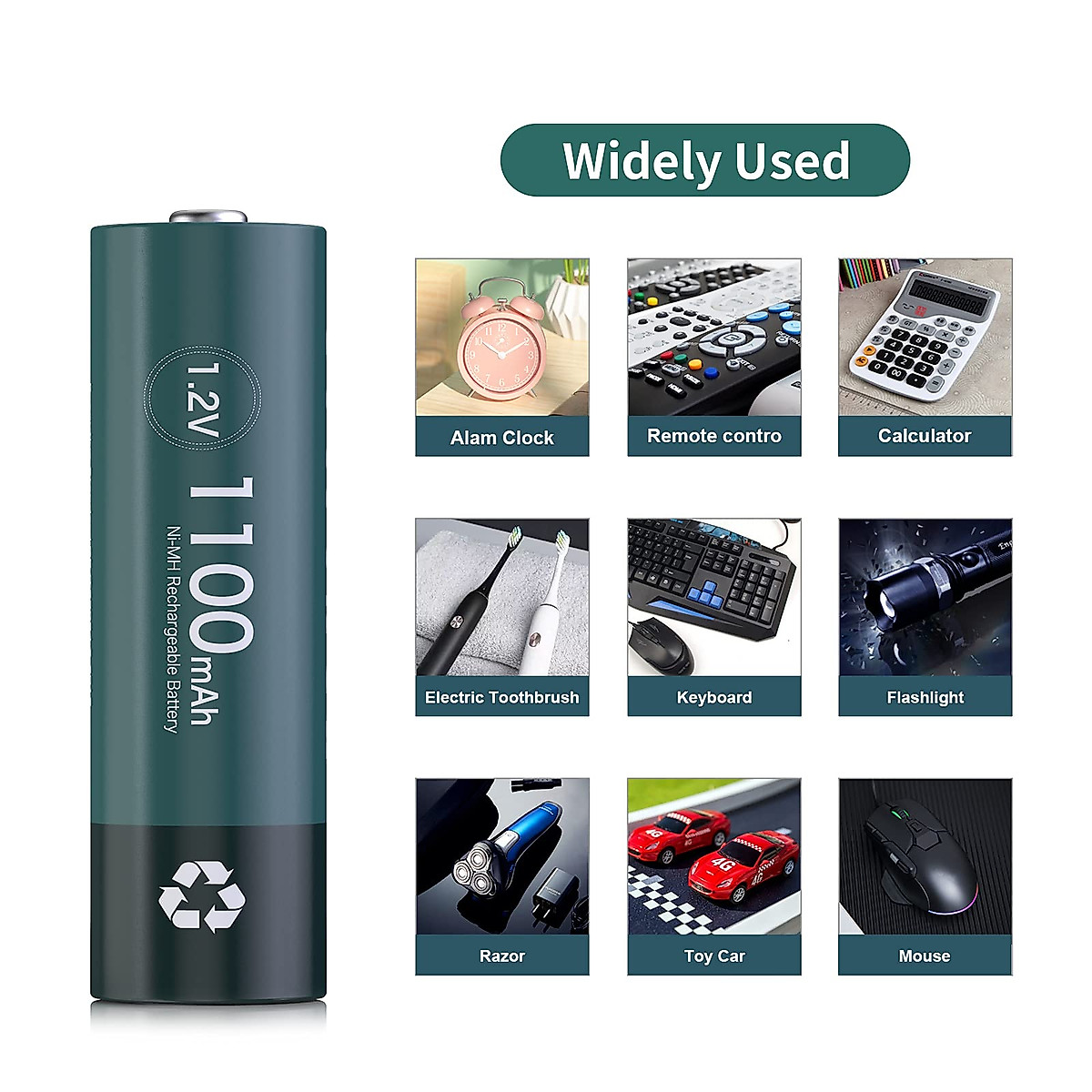 Deleepow AAA Rechargeable Batteries, High Capacity 1100mAh NiMH AAA Battery 1200 Cycles 1.2v Pre-Charged Triple A Batteries, Low Self Discharge, Pack of 16