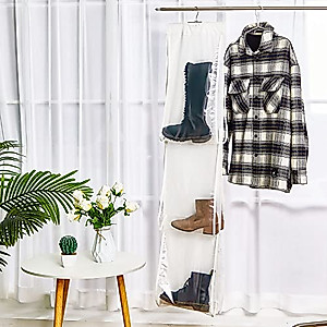 3 Pcs Hanging Boot File Clear Boots Hanging Storage Hanging Closet Shoe Organizer 3 Pair Tall Boot Hangers Plastic Boot Holder with 6 Pockets to Keep Them Straight for Closet Men's and Woman's Shoes
