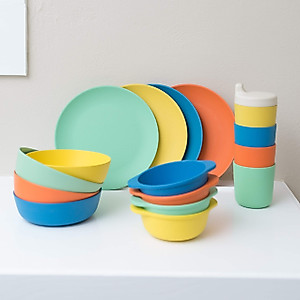 ECO MATTERS【Microwave Safe】Bamboo Toddler Plates - 4 pc Set - Best Eco-Friendly Dinnerware Plate Pack for Children, Dishwasher and Microwave Safe - Natural, BPA Free, Non-Toxic