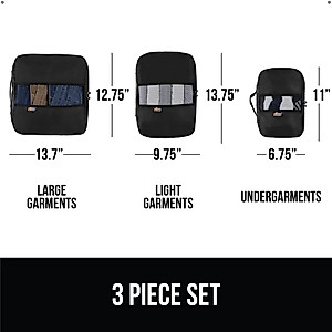 GORILLA GRIP Packing Cubes, Travel Essentials for Suitcase, Mesh Organizer Bags for Clothes Toiletries Shoes and Laundry, Luggage and Carry On Airplane Accessories, Traveling Must Haves, 3 Set Black