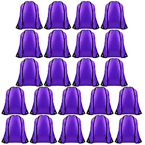 FEPITO 22 Pack Drawstring Bags String Backpack Bulk School Backpacks for Gym Traveling (Purple)