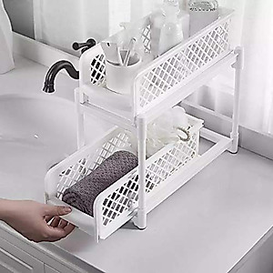 Hyuduo Bathroom Basket, Provides Ample Space Bathroom Storage Rack Storage Cabinet Organizer for Kitchen Bathroom Office Bedroom Garage,Rack