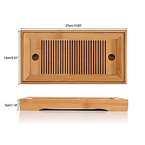 Zyyini Bamboo Tea Tray, Simple Tea Tray Premium Organic Multi-Functional Mini Bamboo Chinese Kongfu Tea Serving, Serving Tray Box Reservoir & Drainage Type for Teahouse