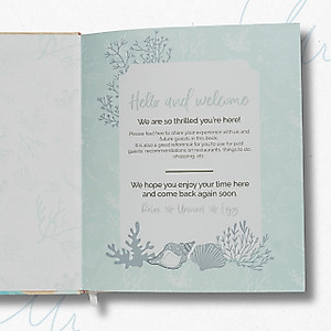 Paper 'n Such Guest Book for Vacation Home, Hardcover Linen Beige Guestbook, Vacation Rental Essentials, Visitor Sign in Book, Beach House Welcome Book for Short Term Rentals, Host Gift