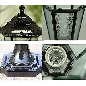 MODEBHD 33cm, Outdoor LED Waterproof Column Lamp Super Bright Patio Lawn Light Villa Door Decoration Garden Post Light E27 Antique Aluminum Pillar Lamp Waterproof External Garage Fence Post Lights