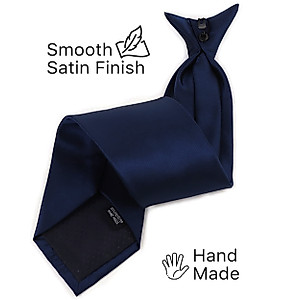 boxed-gifts Clip on Ties for Men - Premium Navy Solid Color Clip on Tie