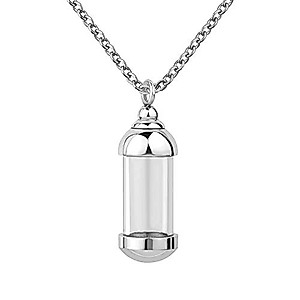 Urn Necklace for Ashes Hourglass Glass Cremation Jewelry Openable Container Pendant Vial Tube