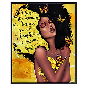African American Wall Art & Decor - Afrocentric Wall Art - Black Art - Inspirational Wall Art Sayings - Positive Quotes Wall Decor- Encouragement Gifts for Women Girls Teens - Motivational Posters