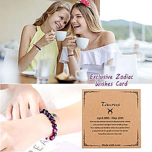 OFKAIS Zodiac Taurus Bracelet Gifts, Taurus Gifts for Women's Birthday, Valentine, Thanksgiving, Christmas & End of Year, Natural Stone Horoscope Beaded Zodiac Bracelet