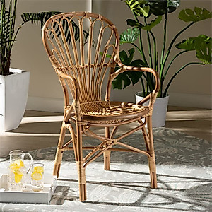 Baxton Studio Sheraton Natural Finished Rattan Armchair