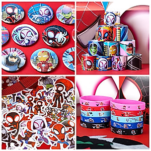 Birthday Party Supplies,78Pcs Party Favors,Include 10 Silicone Wristbands,10 Button Pins,8 Key Chains,10 Masks,10 Gift Boxes and 30 Stickers for Kids,Best For Fill Up the Goodie Bags for Themed Party