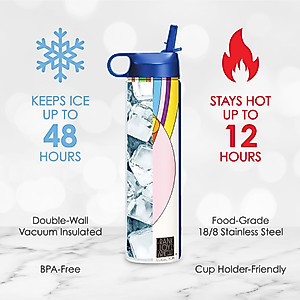 RainCaper 18/8 Stainless Steel Insulated Water Tumbler with Straw | 24oz, BPA-Free, Double Wall for Hot & Cold | Travel-Friendly, Cup Holder Ready (Frank Lloyd Wright March Balloons)