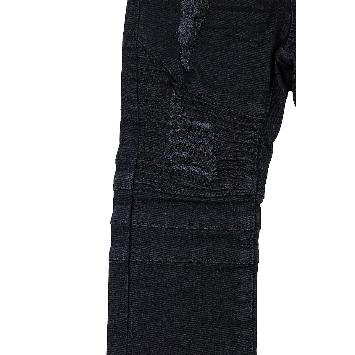 X RAY Baby Boys Toddler Jeans, Elastic Waist Biker Moto Distressed Ripped Denim Jeans for Boys & Colored Pants, Jet Black Moto 3T