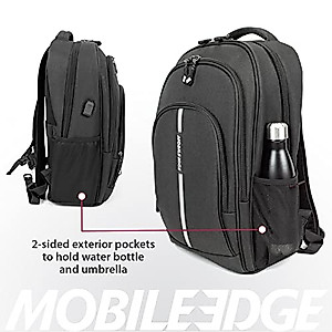 Mobile Edge Commuter Laptop Backpack for Men and Women, 16 Inch Computer Bag for Travel, Work, Commuting, with USB Charging Port, Lightweight, Black