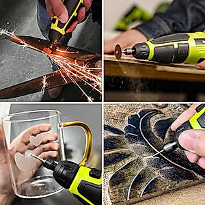 SnapFresh 12V Cordless Rotary Tool Kit, 7 speeds, 77 Accessories, 2 attachments, Flex Shaft, Universal keyless chuck,1 hour Quick Charging, for Cutting, Sanding, Polishing, Drilling, Grinding,Carving