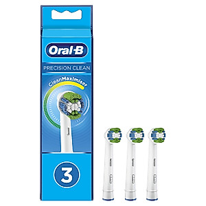 Oral-B Clean Maximiser Precision Clean Electric Toothbrush Heads, Plate Removal, Pack of 3, White