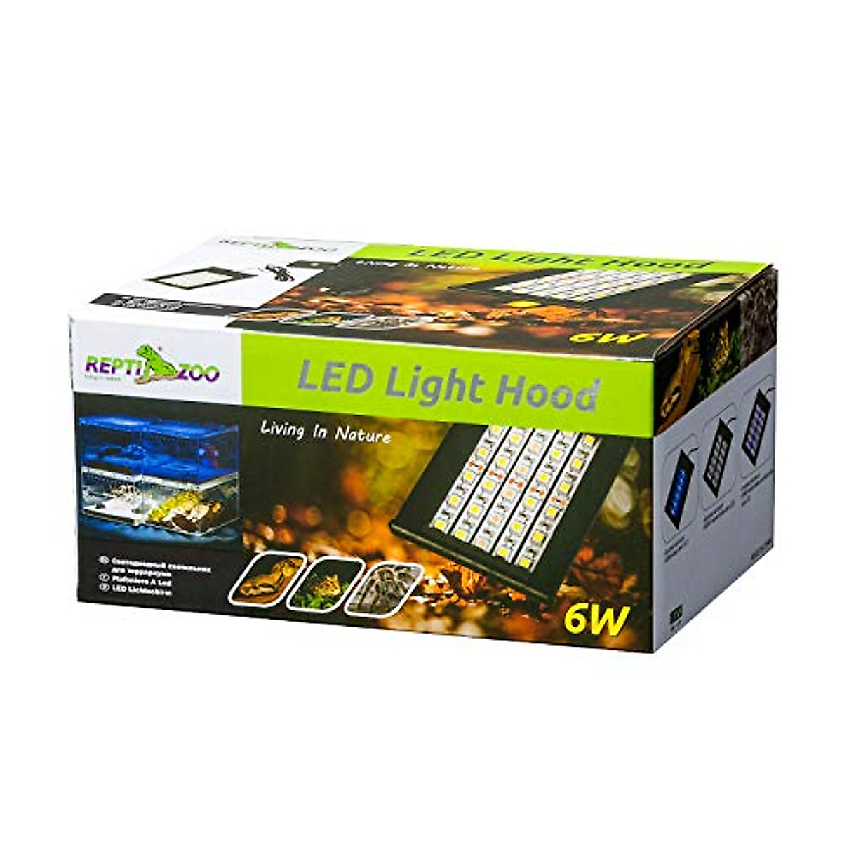 REPTI ZOO Terrarium Light Day and Night Mode Reptile LED Light Hood for Reptile Terrarium White Light and Blue Light Fit for Different Pet Habits