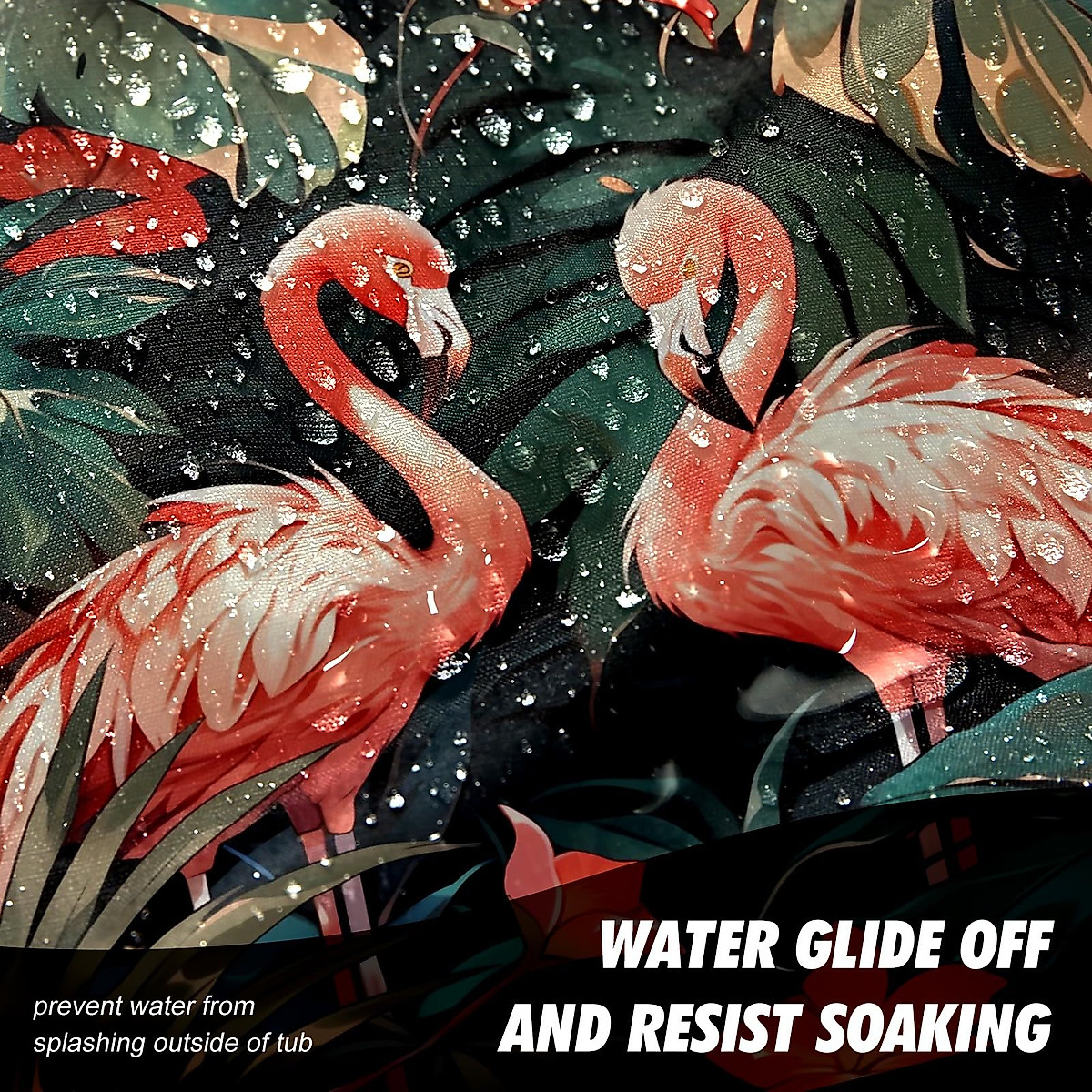 Giyimgaf Tropical Pink Shower Curtains for Bathroom with 12 Hooks Waterproof Flamingo Bathroom Decor Fabric Hot Pink Shower Curtains 72 x 72 Inches