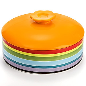 Lyellfe Ceramic Tortilla Warmer, 8.5 Inch Colorful Tortilla Server Keeper Container with Lid, Hold up to 12 Tortillas, Great for Taco Tuesday Night, Mexican Party, Microwave and Oven Safe