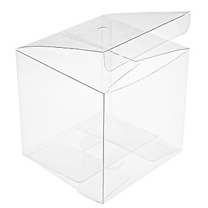 Yesland 50 PCS Candy Apple Box With Hole Top, Clear PET Gift Boxes for Caramel Apples, Ornament, Treats & Party Favors for Wedding, Party or Baby Shower - 4" x 4" x 4"