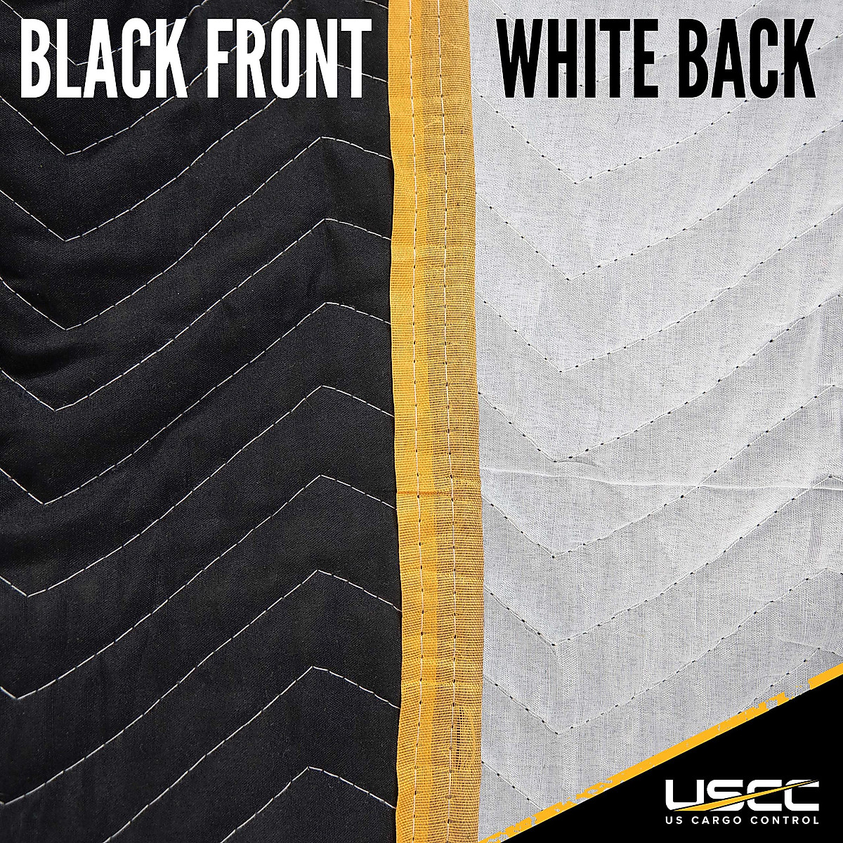 US Cargo Control Heavy Duty Quilted Cover for Chair/Recliner - Black/Yellow Furniture Pad for Moving and Storage - 39 Inches x 46 Inches - Cotton/Polyester Blend - 9 Pounds - Washable, Reusable