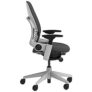 Steelcase Leap Chair with Platinum Base & Hard Floor Caster, Black 21.75D x 27W x 38.5H Inch