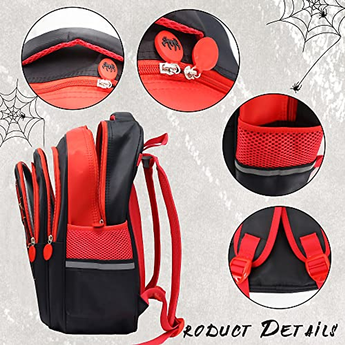 Hnokle Spider Backpack 3D Comic Schoolbag Anime Cartoon Waterproof Bookbag with Pencil Case for Boys Elementary