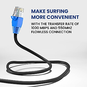 Aurum Cables Cat6 Ethernet Cable for Gaming 250 ft RJ45 550 Mhz, Heavy Duty Waterproof Copper Indoor Outdoor Shielded LAN Cable Direct Burial Zero Lag Network Patch, Compatible with PC Router Modem TV