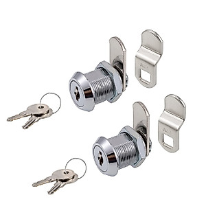 WOOCH Cabinet Cam Lock, 5/8 Inch Keyed Alike Cam Locks Secure File Drawer Door Mailbox Tool Box Dresser RV Cylinder Replacement Lock Hardware, Fits on 1/2" Max Panel Thickness (2 Pack) Chrome Finish