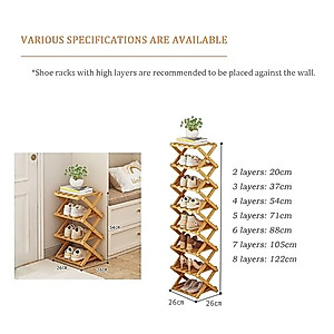Comeon Shoes Rack for Front Door,Space Saving Wooden Shoes Organizer Entryway Corner Folding Shoe Shelf ([tawny] 4 layers)
