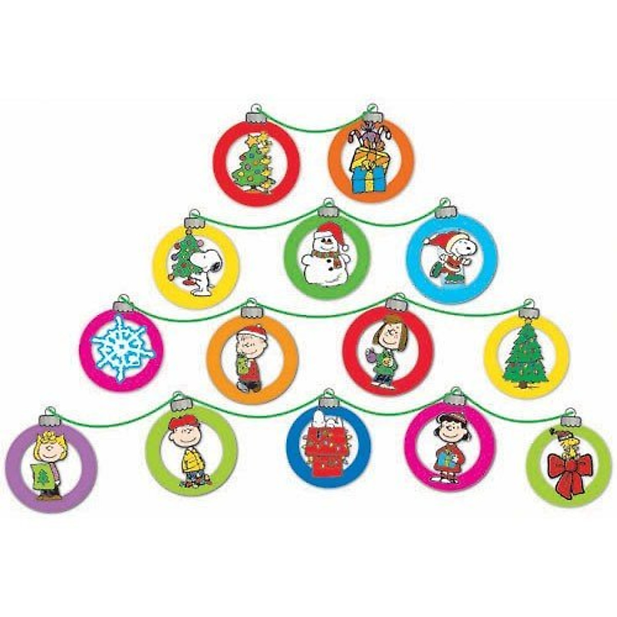 Eureka Peanuts Dimensional Christmas Ornaments Mini Bulletin Board Set, 24 Reusable Punch Out Pieces