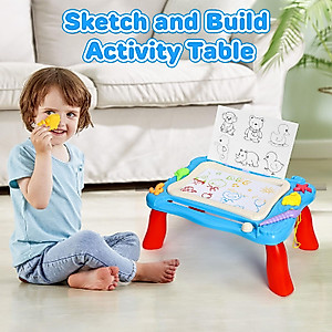 TOY Life Magnetic Drawing Board for Toddlers 1-3 Magnetic Doodle Board for Toddlers Drawing Table for Kids with Toy Building Blocks Doodle Board for Toys for Kids Xmas for Toddlers