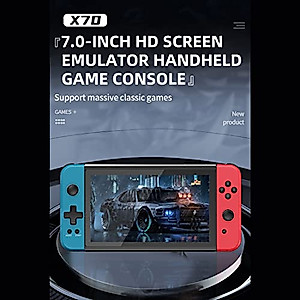 DECI Powkiddy X70 Handheld Game Console with Built-in 6000+ Games, 64G ,7 Inch HD Cortex-A9 Portable Retro Game Arcade Video Game Console for Kids and Adults, 3500mAh