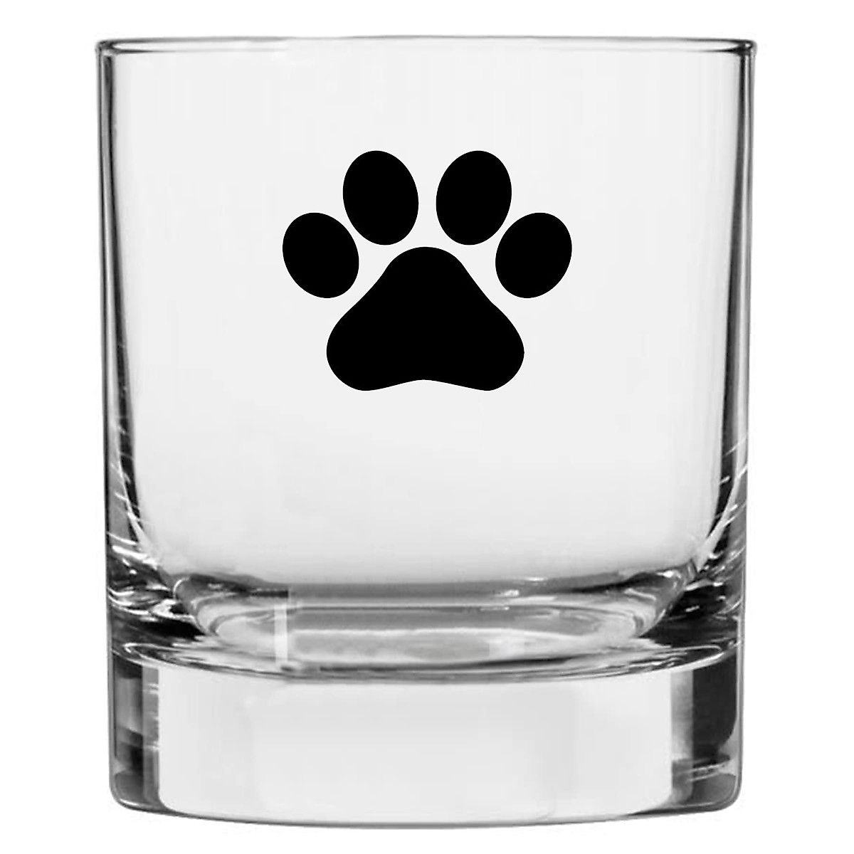 Spotted Dog Company Printed 11oz Whiskey Rocks Glass, I'm O.L.D, Only Likes Dogs, Paw Print, CM01