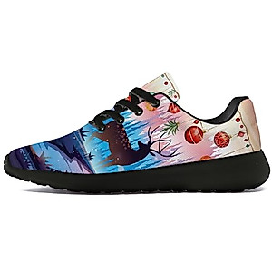 Womens Mens Deer Shoes Running Shoes Tennis Walking Sneakers Reindeer Deer Animal Xmas Shoes Gifts for Women Men,Size 9 Men/10.5 Women Black