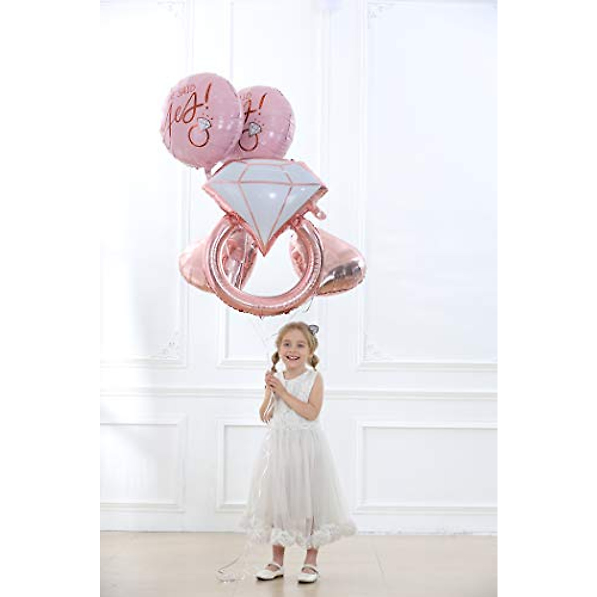 32 inch Diamond Ring Foil Balloon 22inch Rose Gold She Said Yes Balloon Future Mrs Foil Balloons Rose Gold Heart shape Foil Balloon Great for Bridal Shower Bride to be Party Wedding Engagement Decoration (5pcs)