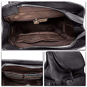 Leather Backpack for Women Vintage Handmade Casual Rucksack Satchel (Darkgray)