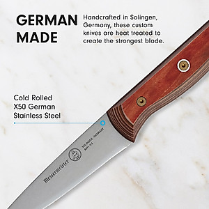 Messermeister Custom 3.5” Paring Knife, Terra Red - X50 German Stainless Steel - Rust Resistant & Easy to Maintain - Made in Solingen, Germany