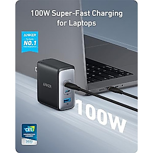 Anker 100W USB C Charger Block(GaN II), 3 Port Fast Compact Wall Charger for MacBook Pro, MacBook Air, Google Pixelbook, ThinkPad, Dell XPS, iPad Pro, Galaxy S22/S20, iPhone 15/14/Pro, and More