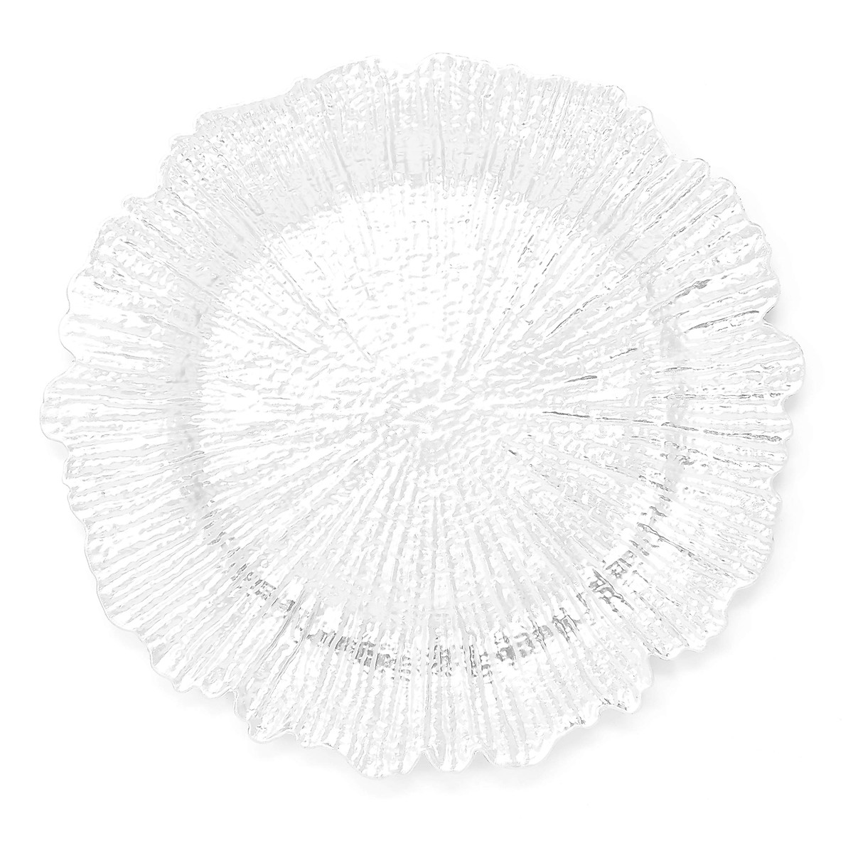 Ms Lovely Plastic Reef Charger Plates Glossy Finish - Set of 6 - Thick and Reusable - White