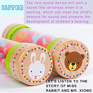BIUWING Rainmaker Rain Sticks, Mini Wooden Musical Shake, Beaded Raindrops - Turn Over and Watch The Colorful Beads Flow Down The Tube as It Creates The Soothing Sound of Rain