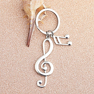 BEKECH Music Jewelry Music Themed Music Clef Pendant Music Note Charm Keychain Musical Jewelry Gift for Musician Music Teacher Music Lover (silver)