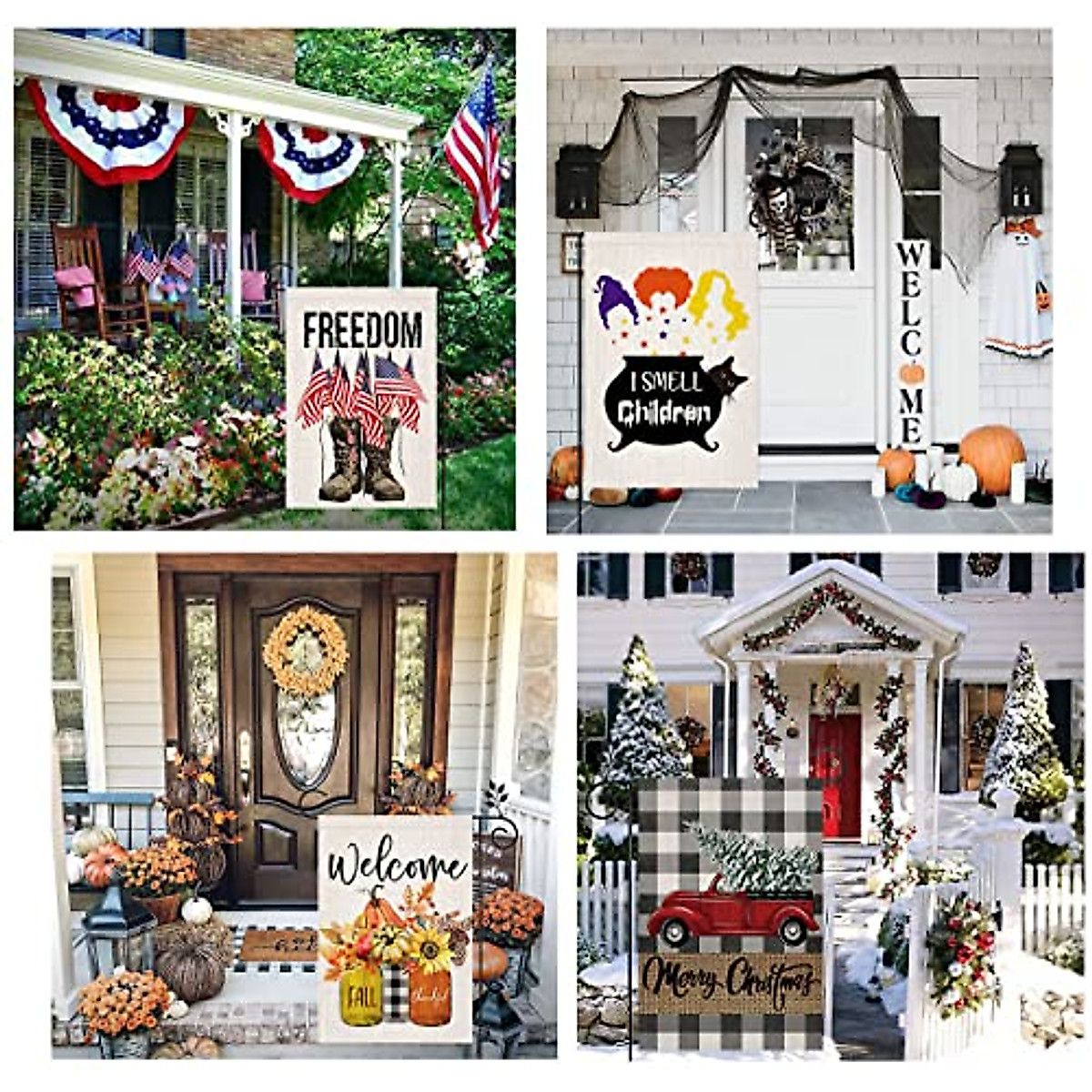 Doncida Seasonal Garden Flags Set of 10 Double Sided Burlap 12x18 Inch Welcome Easter Spring Holidays Garden Flag, Small Yard Flag for Outdoor Decorations