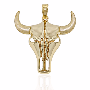 Charm America - Gold Bull's Head Charm - 10 Karat Solid Gold - Ox Cattle Charm