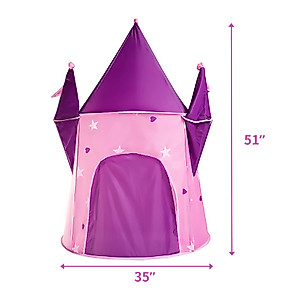 Princess Pink Tent for Girls Castle Large Playhouse Pop Up Kids Play Tent for Children with Star, Indoor and Outdoor Games