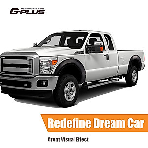 G-PLUS Fender Flares,Compatible With 2011-2016 Ford F250 F350 Superduty Styleside Models Only w/ 81.8" / 98.0" bed length (NOT Fit Dually & Flareside Models),Pocket Rivet Smooth Matte Wheel Cover 4pcs