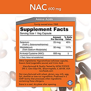 Now Foods Nac-Acetyl Cysteine 600mg, 250 Vcaps (500 (250X2))