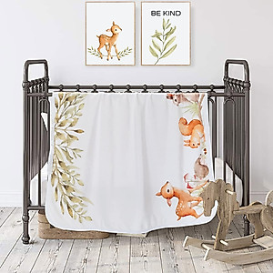 Yoothy Woodland Baby Monthly Milestone Blanket for Boy Girl Unisex, Gift for Baby Shower, Baby Photo Blanket for Newborn Picture, Wreath &12 Stickers Included, Soft Flannel Blanket 45''x40''