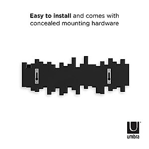 Umbra 318211-040 Sticks Multi Rack – Modern, Unique, Space-Saving Hanger with 5 Flip-Down Hooks for Hanging Coats, Scarfs, Purses and More, Black
